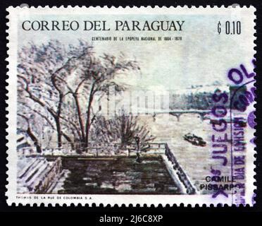 PARAGUAY - CIRCA 1968: a stamp printed in Paraguay shows Winter Scene ...