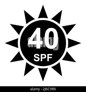 Sun protection factor 40 icon, uv radiation block symbol, sun protect ...