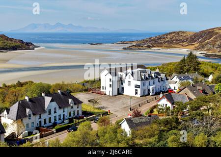 MORAR SCOTLAND THE VILLAGE HOUSES STATION AND HOTEL TREES IN SPRING ...