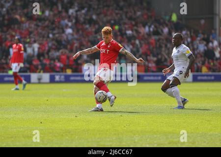 Jack Colback #8 of Nottingham Forest has a shot at goal from distance ...