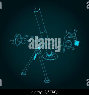 Stylized vector illustration of blueprints of mortar shells Stock ...