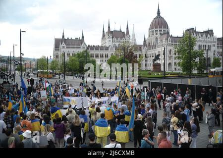 Budapest, Hungary, 30th Apr 2022, Protestors march in Budapest for ...