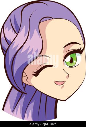 anime girl winking Stock Vector Image & Art - Alamy