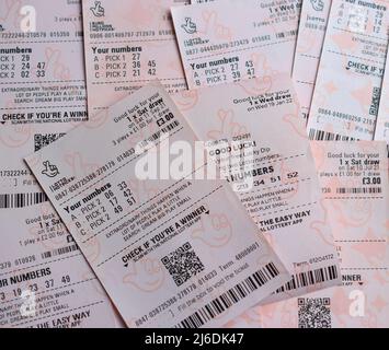 uk british national lottery euromillions ticket with picks Stock Photo ...