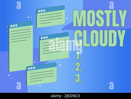 Text sign showing Mostly Cloudy. Business showcase Shadowy Vaporous ...