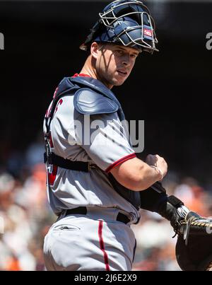 Washington Nationals' Riley Adams (15) at bat against Houston Astros ...