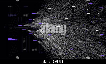 Futuristic database sorting and analysis system, complex visualization of information network ...