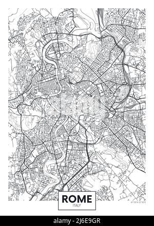 Vector map of Rome. Street map poster illustration. Rome map art Stock ...