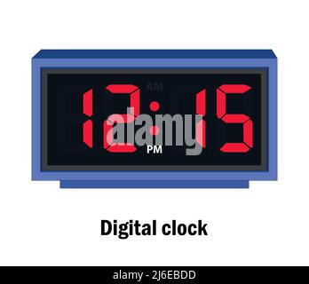 Digital clock and analog clock time 12.15, vector Stock Vector Image ...