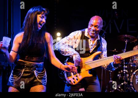 Roger Innis on bass Stock Photo - Alamy