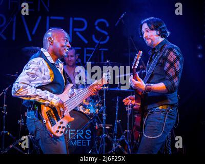 Roger Innis on bass Stock Photo - Alamy