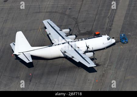Aerial view of the C-130 Hercules aircraft ramp, with parked aircraft ...