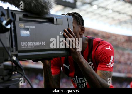 Rafael Leao of AC Milan celebrates during the Serie A Victory Parade on ...