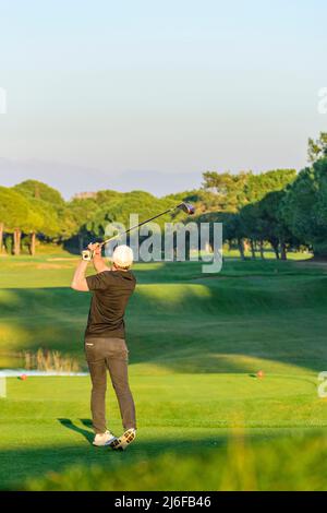 Man Playing Golf on Beautiful Sunny Green Golf Course. People, Sport ...