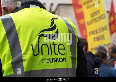 LONDON, UK. , . Unite the Union members handed out leaflets to families ...