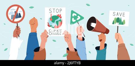 Environmental activists campaign against deforestation. Vector flat ...