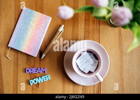 Affirmation, inspirational quotes concept. Paper with motivation ...