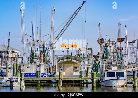 Shrimp boats are docked in Pass Christian Harbor, Feb. 24, 2019, in ...