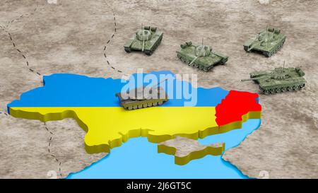 Russia-Ukraine tensions escalate at border. , 3D rendering Stock Photo ...