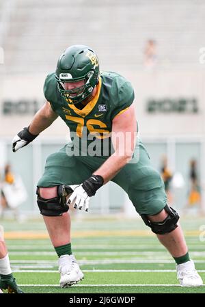 Baylor offensive lineman Connor Galvin (76) runs off the field in the ...