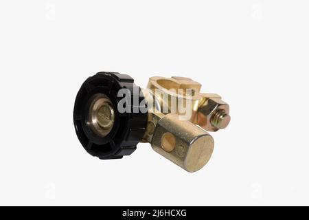 Brass battery terminal cut-off switch on car battery. Part L Shape ...
