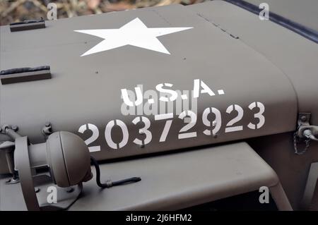 Star of the US military on the hood of a jeep (2nd World War Stock ...