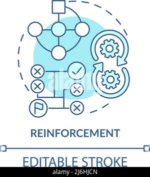 Reinforcement machine learning color line icon, ai artificial intelligence algorithm. Isolated ...
