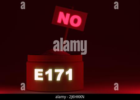 Crystals of additive E171. Danger and prohibition Titanium dioxide ...