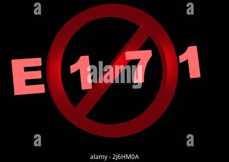 Titanium dioxide, E171, dangerous additive concept. gum, pills ...