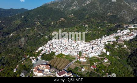 aerial view of the beautiful village of Istan in the province of Malaga ...