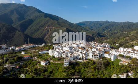 aerial view of the beautiful village of Istan in the province of Malaga ...