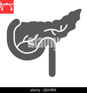 Pancreatitis line and glyph icon, diabetic and pancreas, pancreatic ...