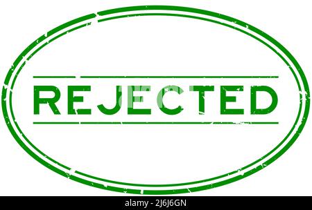 Grunge green declined word with wrong check mark icon square rubber seal stamp on white ...