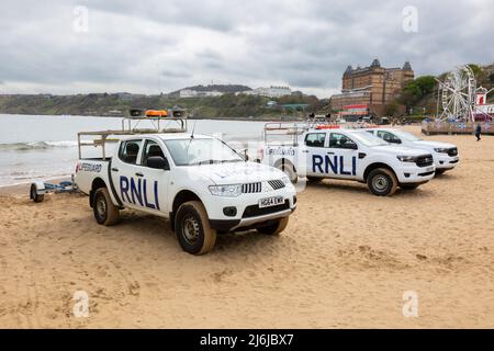 RNLI lifeguard vehicles, Scarborough, Yorkshire UK 2022 Stock Photo - Alamy