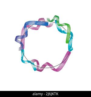 Multicolored ribbons frame watercolor illustration on white background ...
