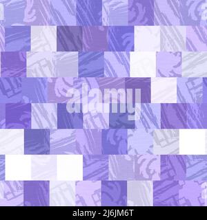 Random patchwork purple mosaic pixel grid seamless pattern. Modern ...