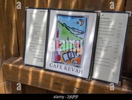 Menus for Nepenthe, a Big Sur landmark on Highway 1 in California Stock ...
