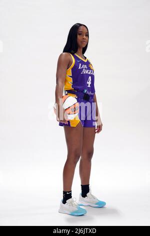 Los Angeles Sparks guard Lexie Brown brings the ball up court against ...