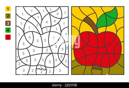 Garden coloring page for children with fruit. Vector autumn outline ...