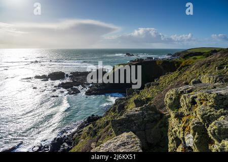 The treacherous rocky coastline at Lizard Point, most southerly point ...