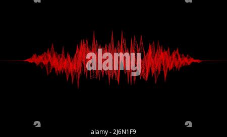 Abstract red background with wavy radio lines. Design. High wave ...