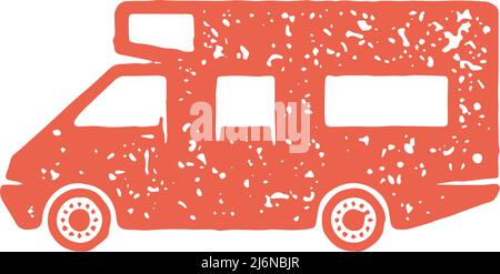 Vintage hand drawn camper recreational trailers, Rv cars icons. Simple ...