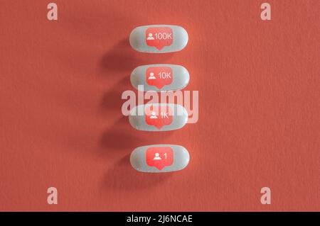 White pills with social media symbols Stock Photo - Alamy