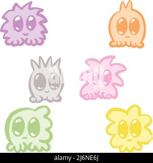 Cute Cartoon Mini Monster Characters in Vector Stock Vector Image & Art ...