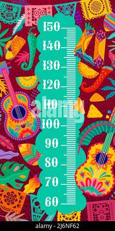 Kids height chart with Mexican guitars, sombrero, poncho and maracas ...