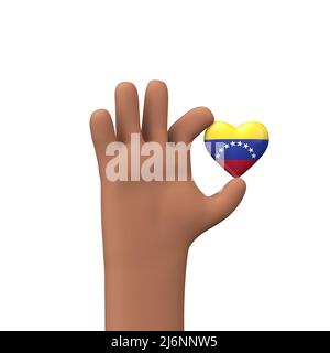 Venezuela flag and hand heart shape. Patriotic background. National ...