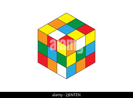 Color magic cube multi color icon. Logic game symbol. Vector ...