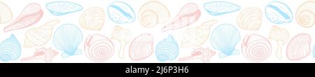 Hand drawn sea shell round emblem vector illustration Stock Vector ...