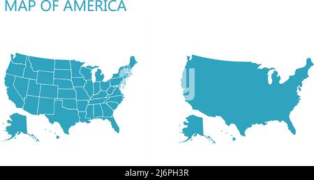 Map of United States of America divided in two parts. Split in US ...
