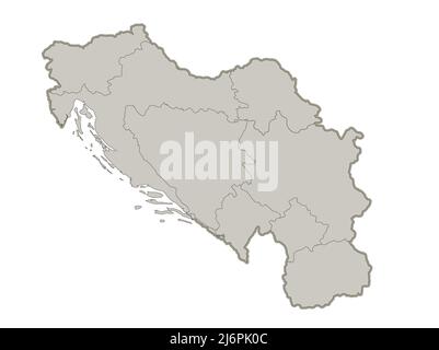 Isolated outline map of Bosnia and Herzegovina over a white background ...